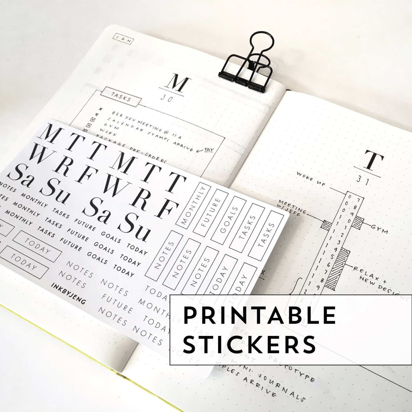 Printable PDF Week and Task Stickers for Journal and | Etsy