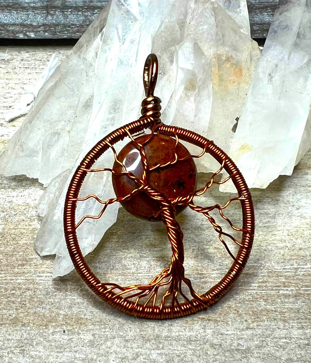 Mahogany Obsidian Tree of Life Pendant, Bronze Tree of Life Necklace ...
