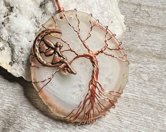 Agate Tree of Life Pendant, Copper Tree of Life Wrapped Agate - Etsy