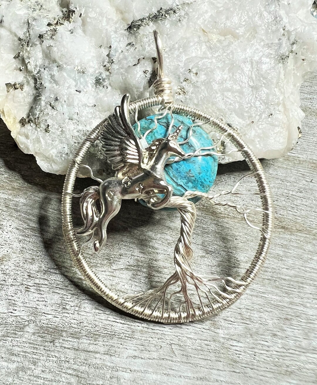 Picasso Jasper Moon Tree of Life Pendant, Blue Jasper Moon Tree of Life ...