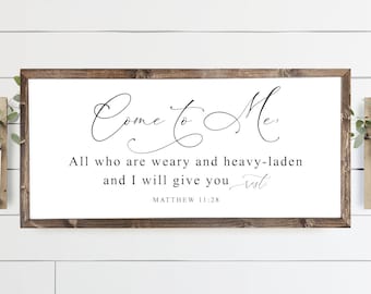 Scripture Wall Art Print, Matthew 11:28 Painting, Vintage Style ...