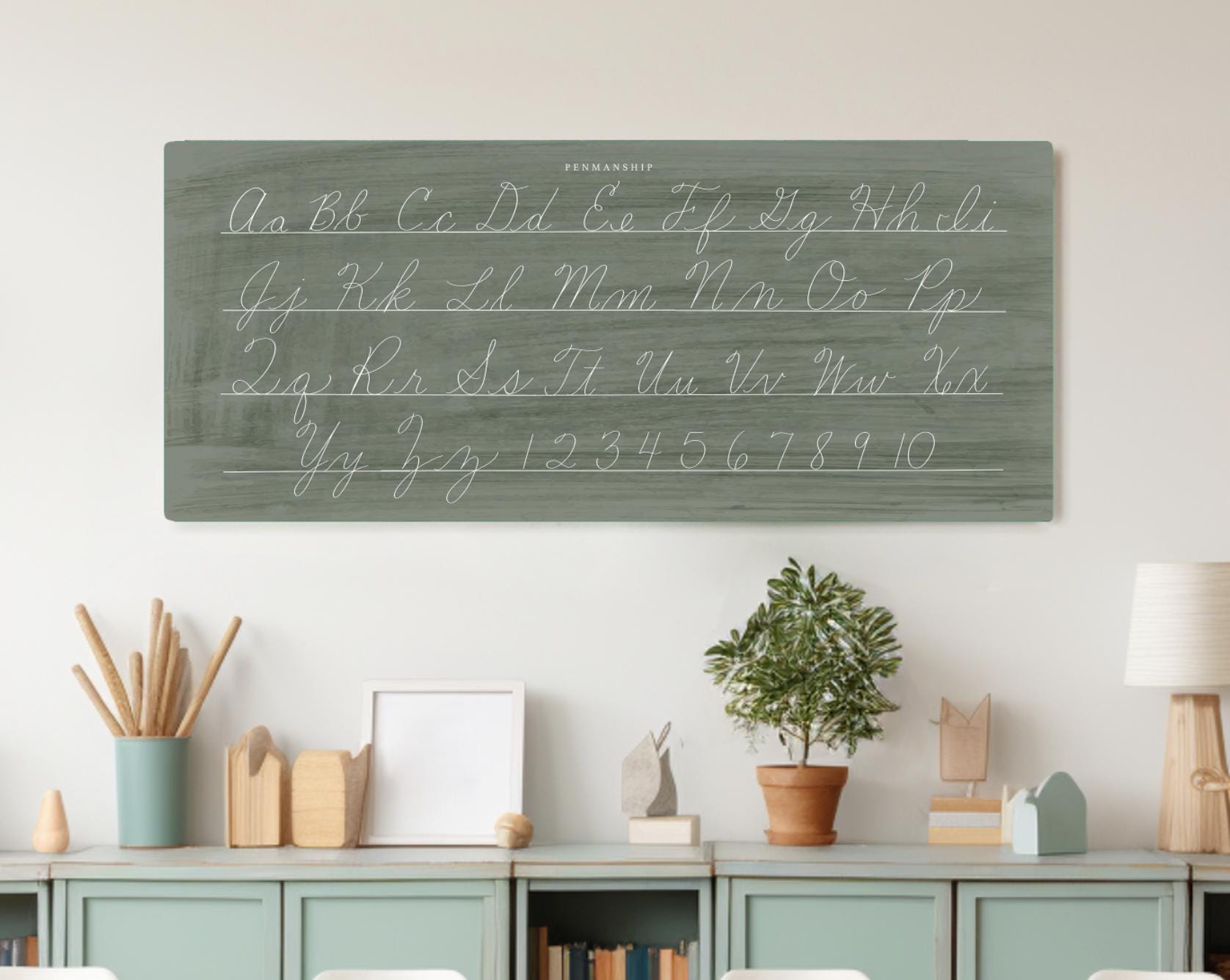Old School Cursive Alphabet Sign, ABC Canvas Sign, Homeschool Decor ...