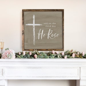 And on the Third Day He Rose Wood Easter Sign, Christian Wall Art ...