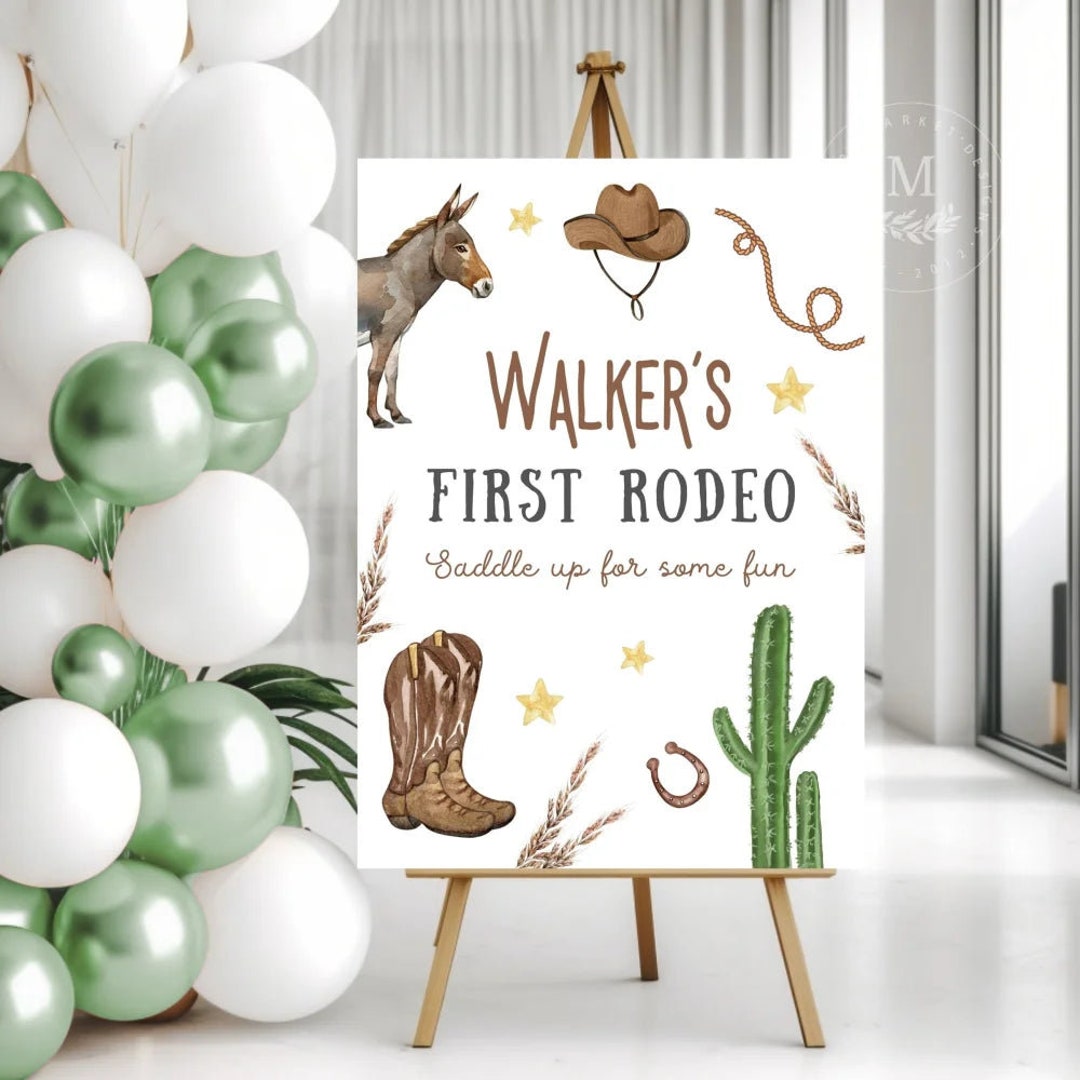 Personalized Rodeo Cowboy Birthday Party Sign, Cowboy Party Sign, Rodeo ...