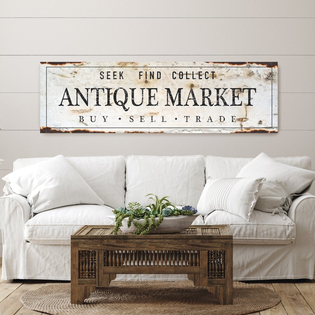 Antique Market Vintage Metal Sign, Antique Market Sign, Vintage Metal ...