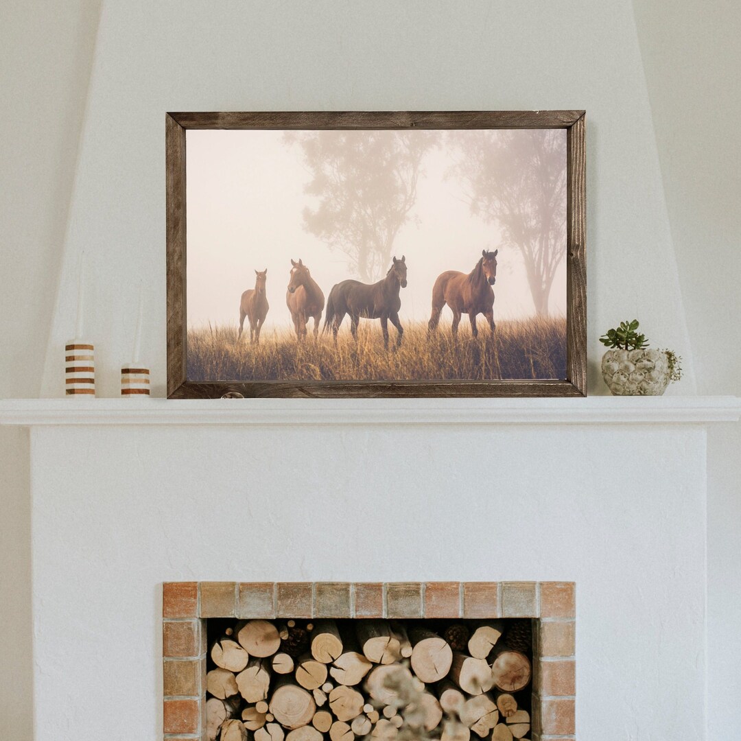 Field of Horses Framed Art Print, Horse Wall Art, Horse Lovers, Framed ...