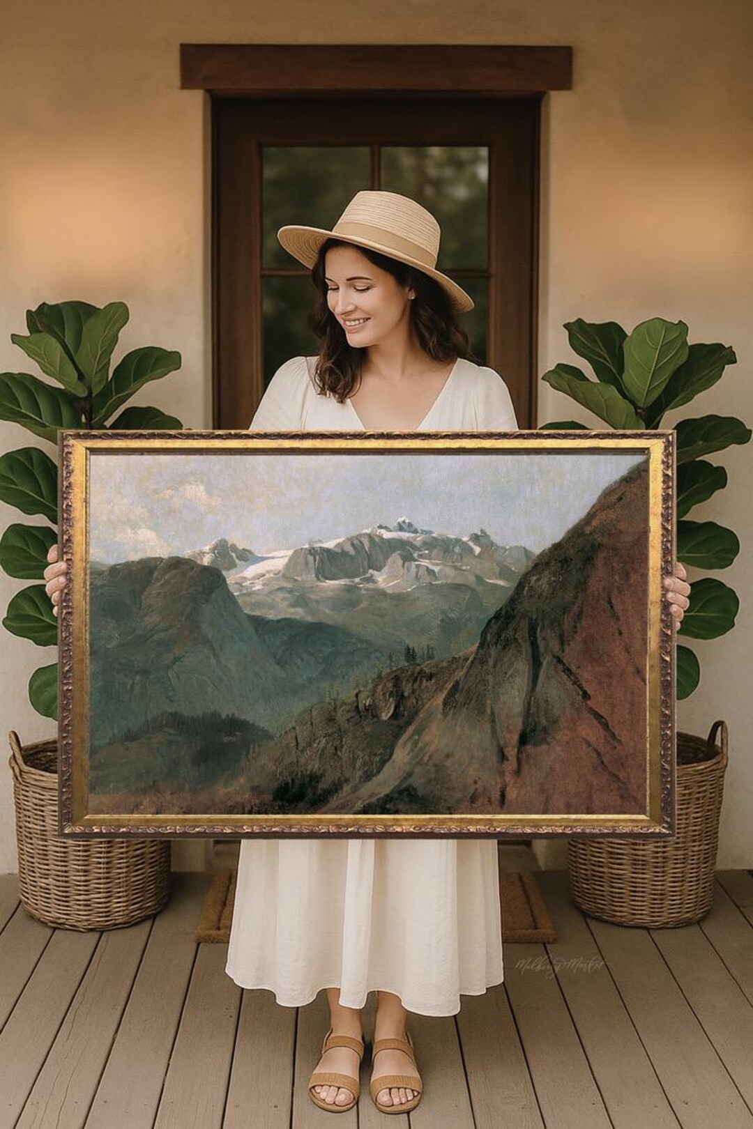 Mountain Shades Vintage Wall Art, Wood Framed Mountain Painting ...