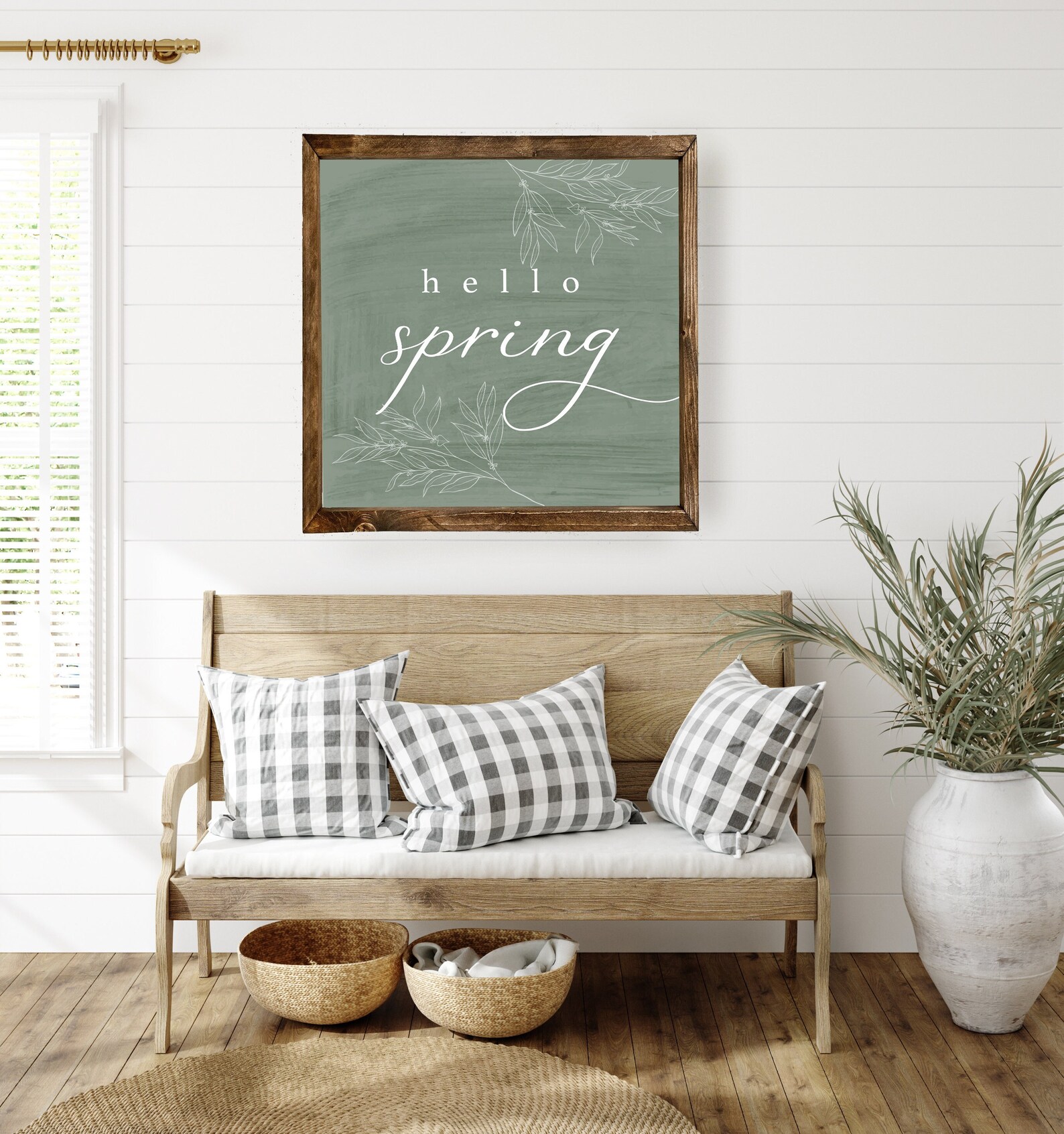 Hello Spring Sign Spring Wood Framed Sign Farmhouse Spring - Etsy