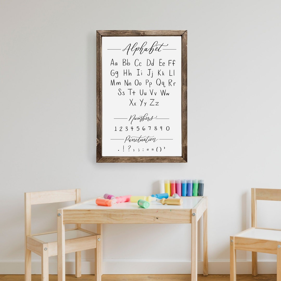ABC Alphabet Wood Framed Sign, Green Chalkboard Sign, Teacher Art ...