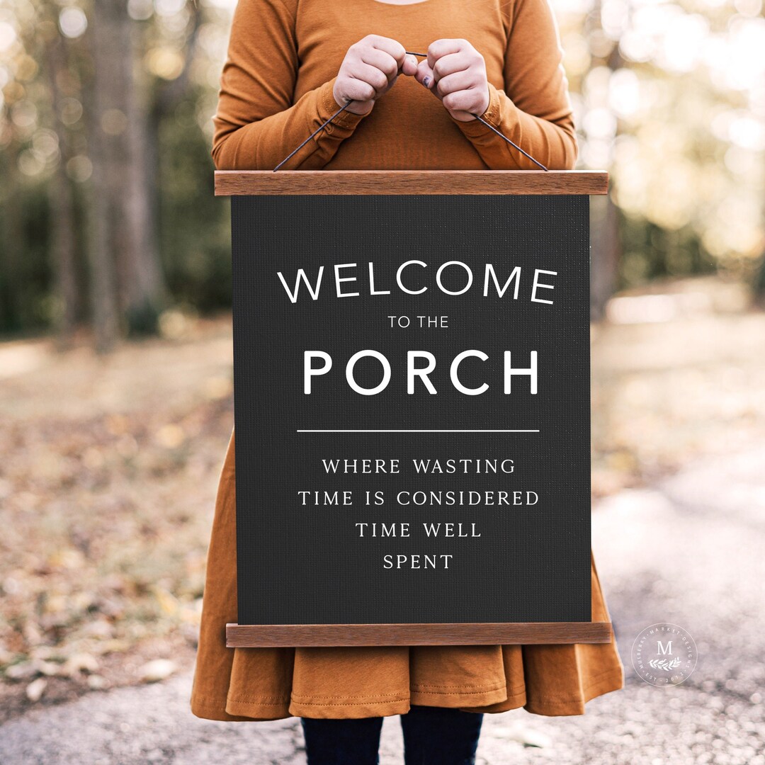 Welcome to the Porch Hanging Canvas Sign, Hanging Porch Wall Decor ...