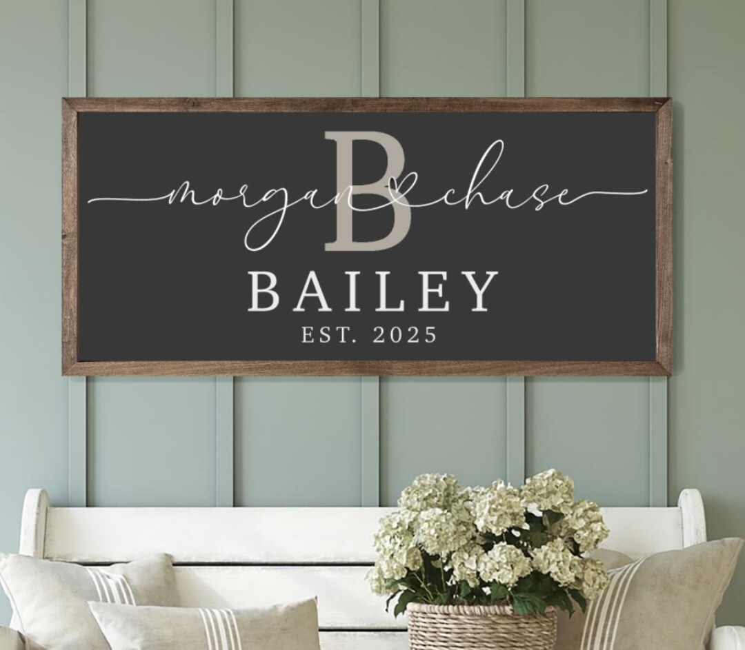 Personalized Last Name Monogram Sign, Gift for Couple, Bedroom Sign ...