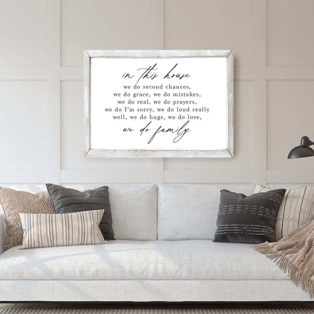In This House We Do Second Chances | Wood Framed Sign | Living Room ...