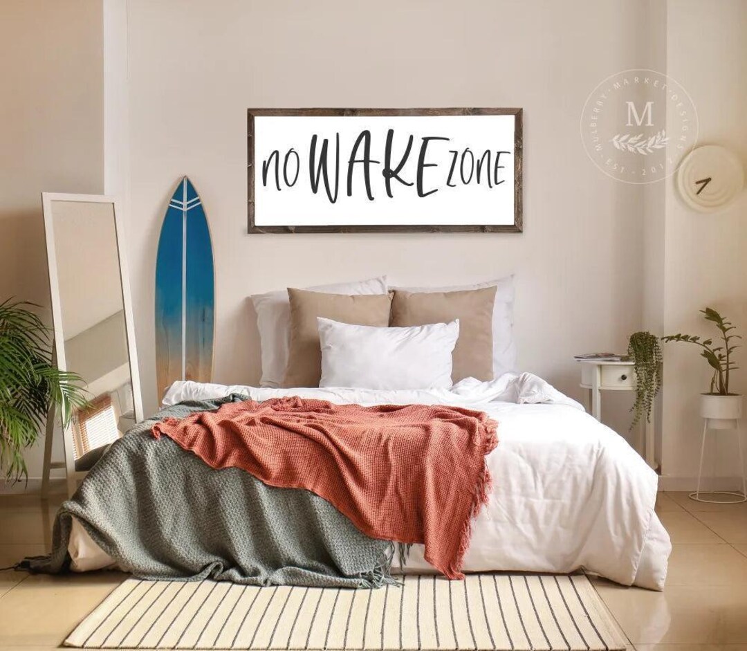 No Wake Zone Wall Art, Wood Framed Sign, Beach Summer Sign - Etsy