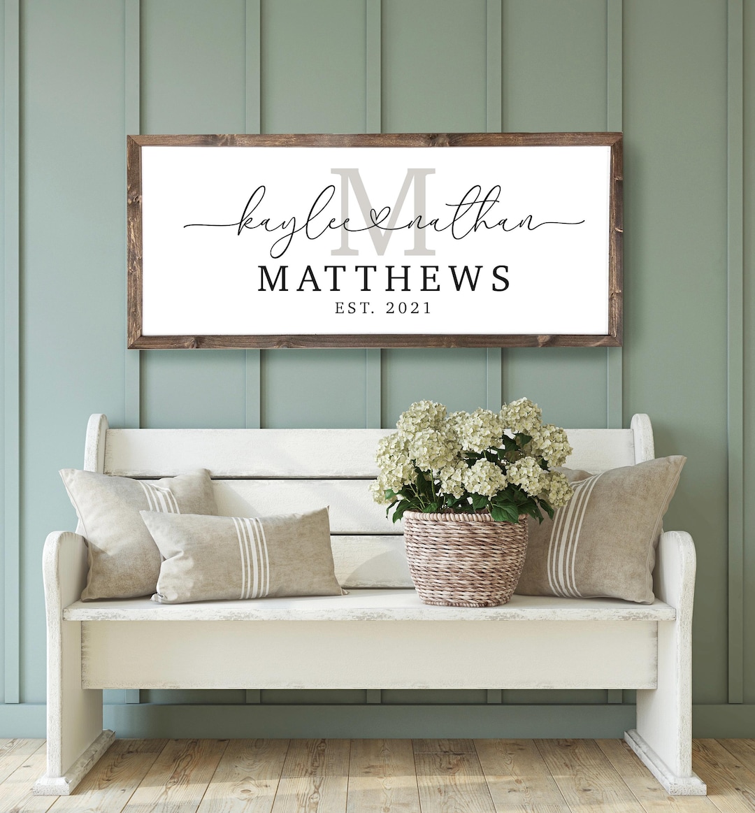 Personalized Last Name Monogram Sign, Gift for Couple, Bedroom Sign ...
