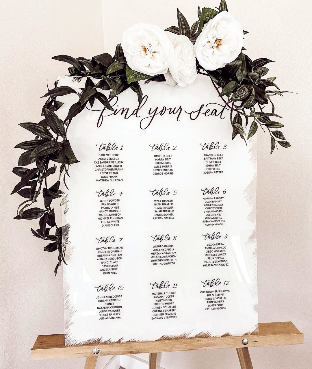 Custom Acrylic Wedding Seating Chart, Acrylic Seating Chart, Acrylic ...