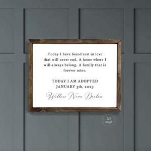 Today I Am Adopted, Personalized Adoption Sign, Wood Framed Sign ...