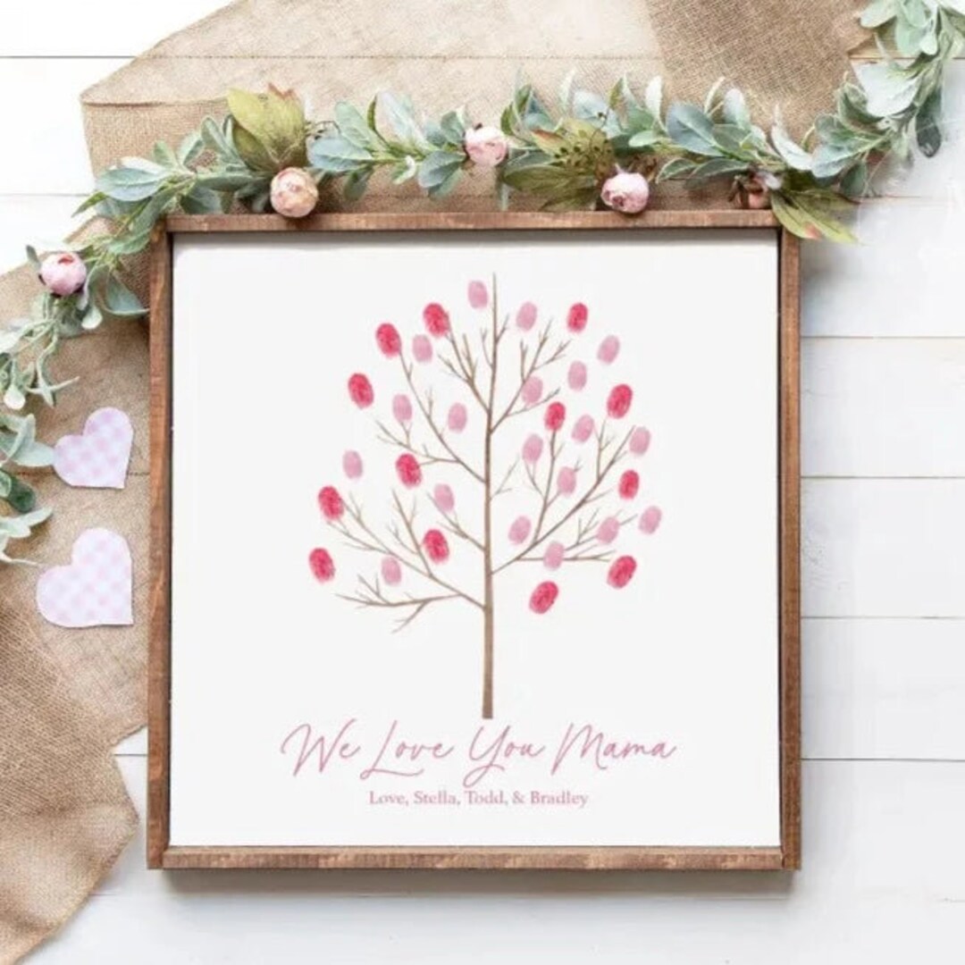 Personalized Fingerprint Tree Sign, Family Tree Sign, Gift for Mom ...