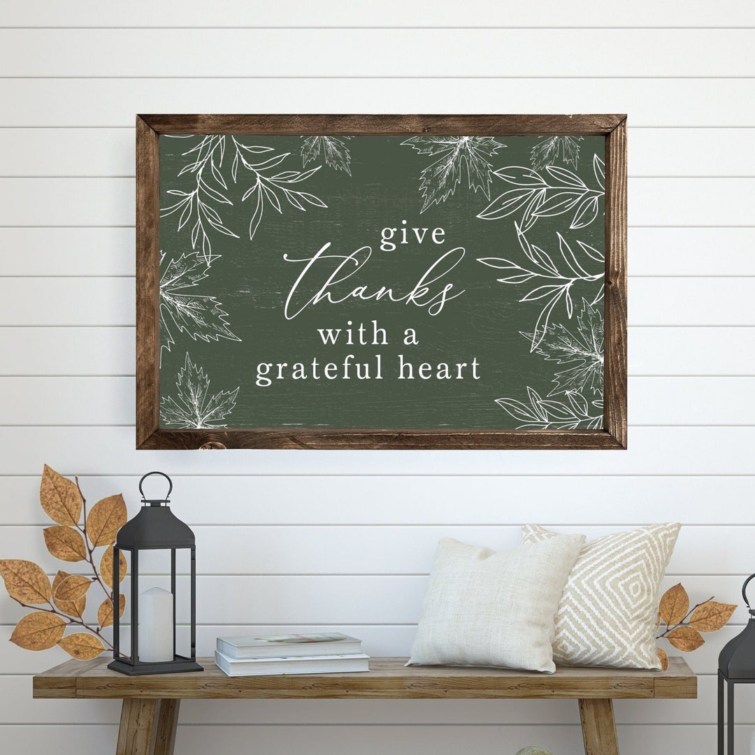 Give Thanks With A Grateful Heart Fall Sign Fall Wall Decor Autumn ...