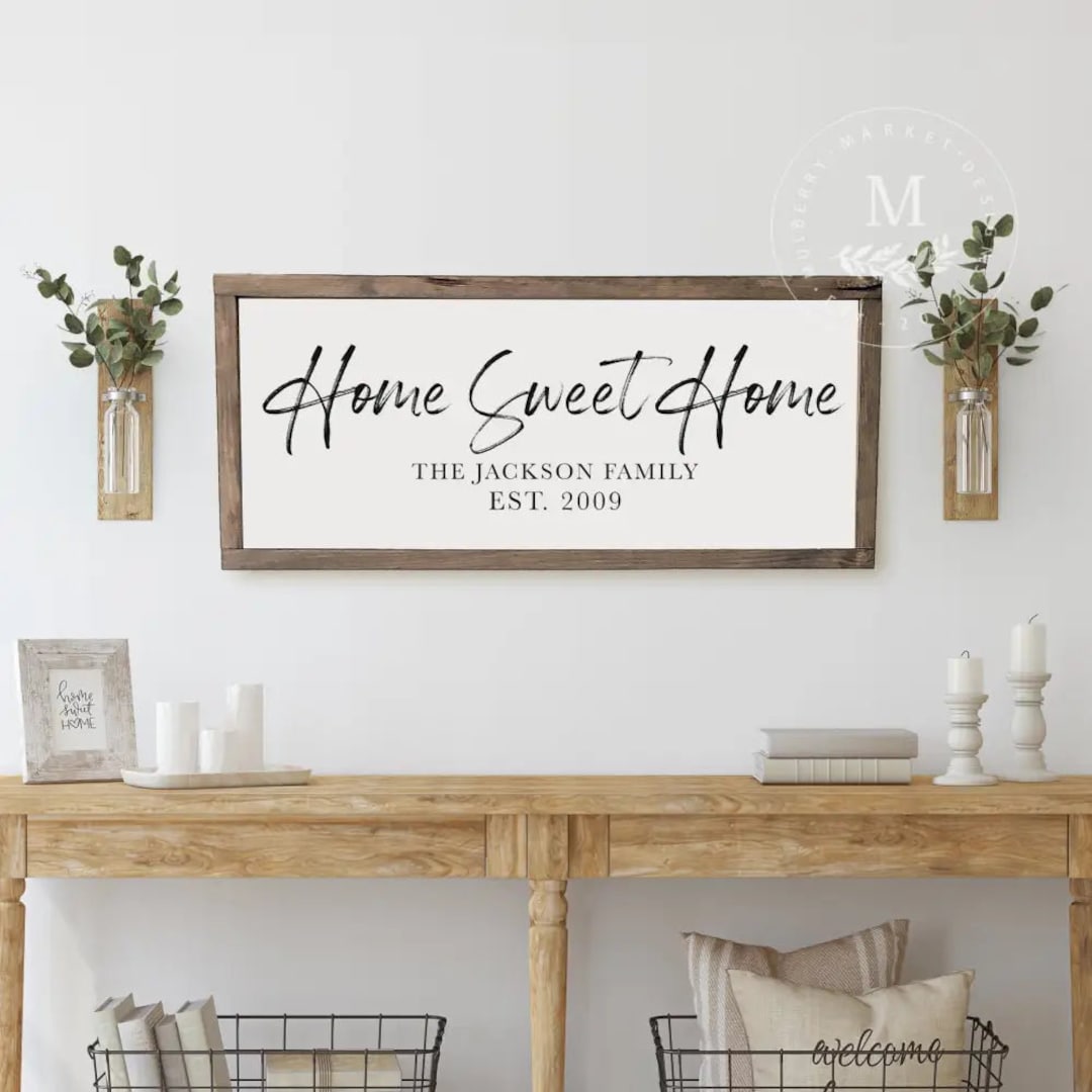 Home Sweet Home Wood Framed Personalized Sign, Home Sweet Home Sign ...