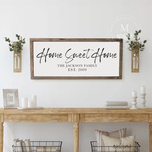 Home Sweet Home Wood Framed Personalized Sign, Home Sweet Home Sign ...