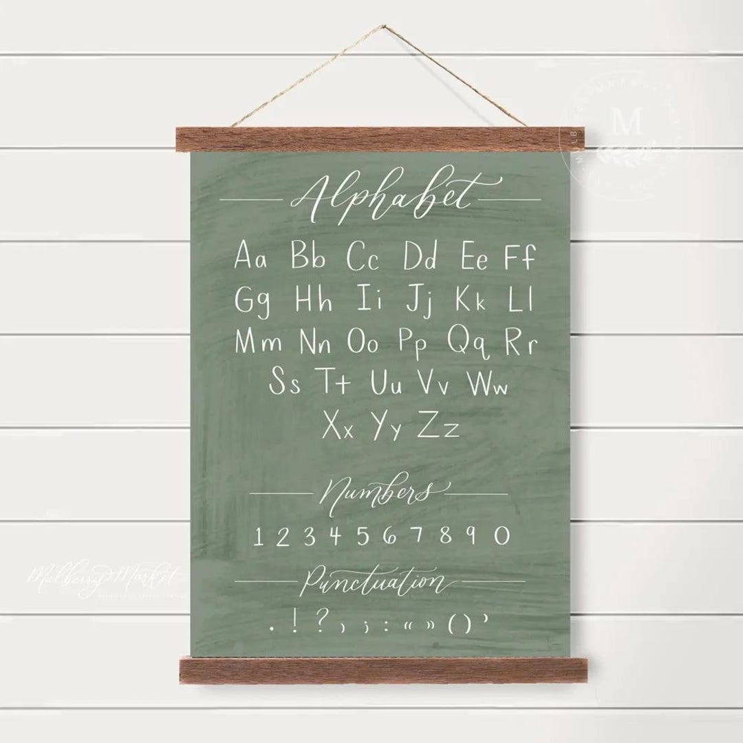 Chalkboard Alphabet Canvas Art, Alphabet Art, Chalkboard Art, Classroom ...