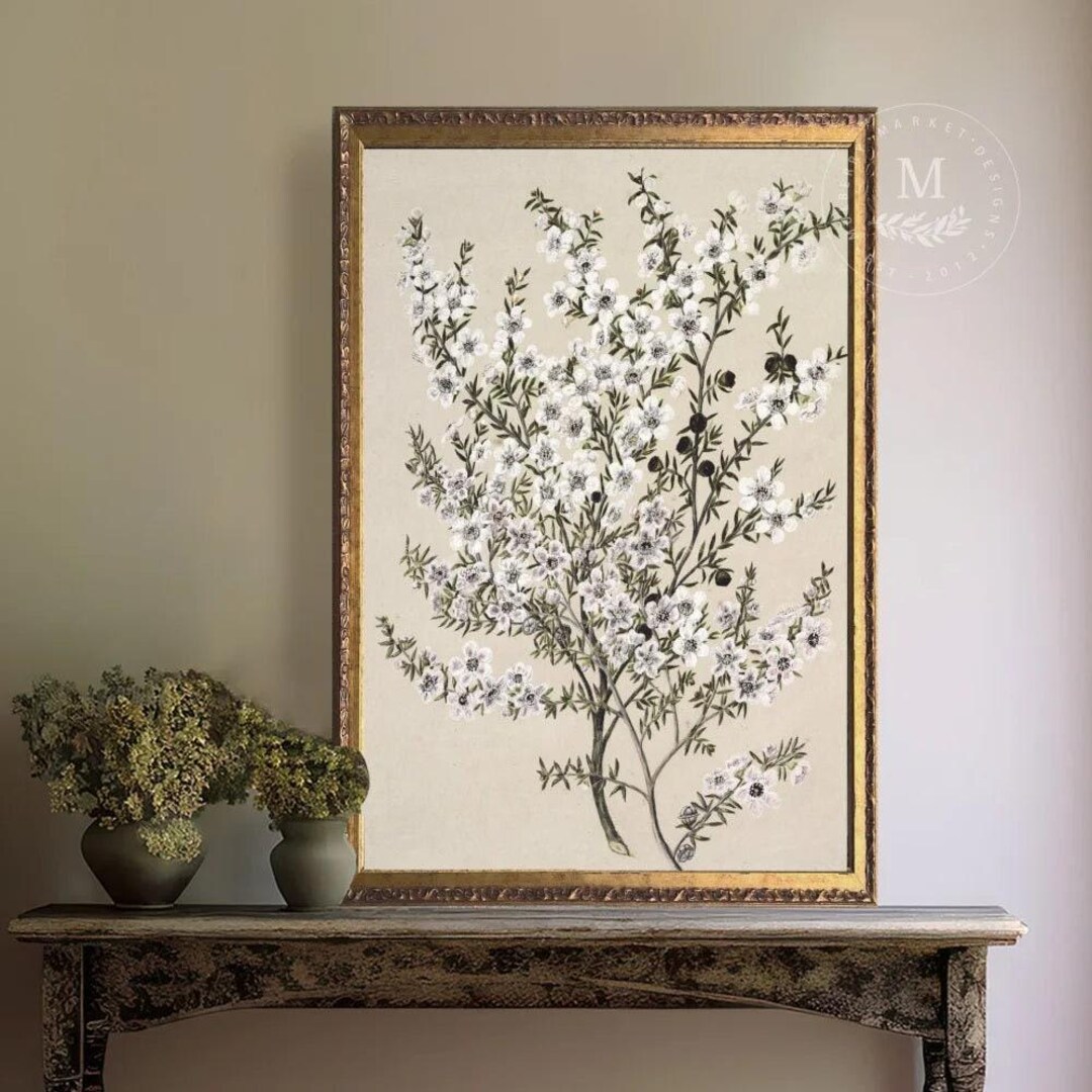 Vintage Art Manuka Flowers Painting, Vintage Farmhouse Print, Antique ...