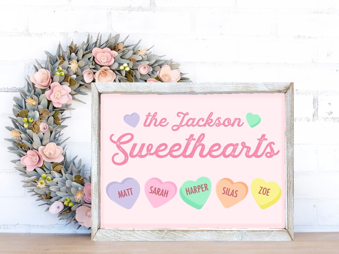 Personalized Sweethearts Family Valentines Name Sign, Valentines Day ...