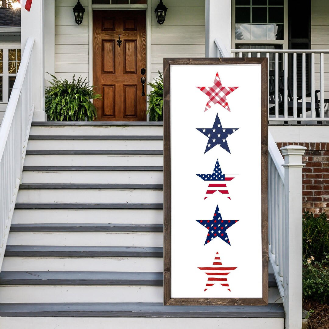 4th of July Stars and Stripes Sign | Wood Framed Sign | July 4th Sign ...