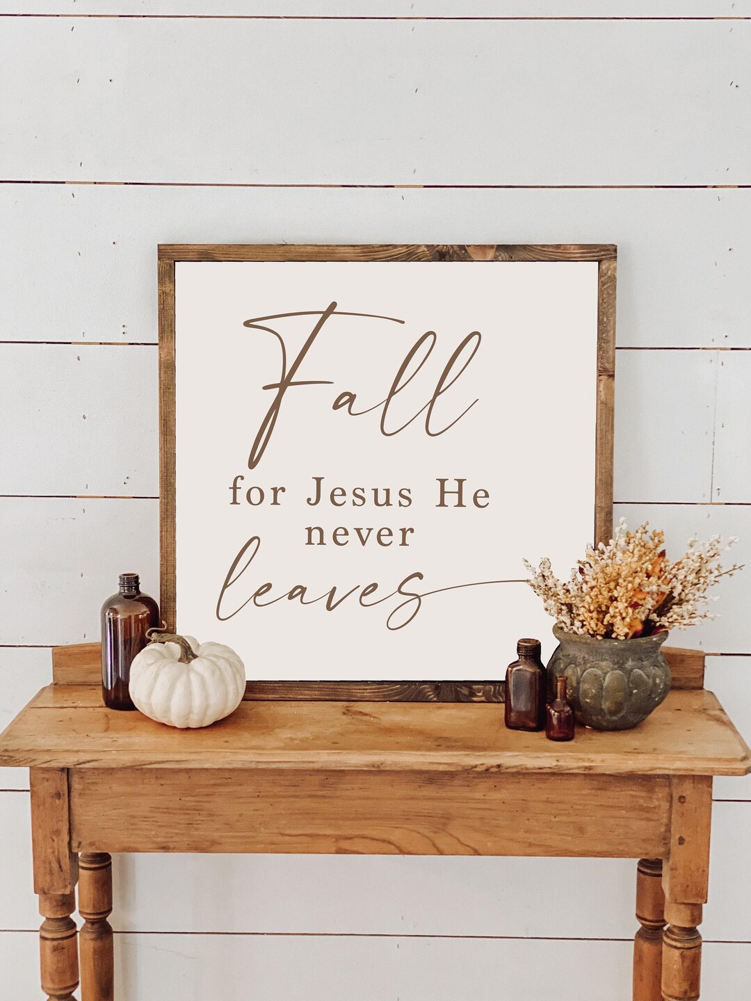 Fall for Jesus He Never Leaves Sign, Fall Sign, Fall Home Decor, Autumn ...
