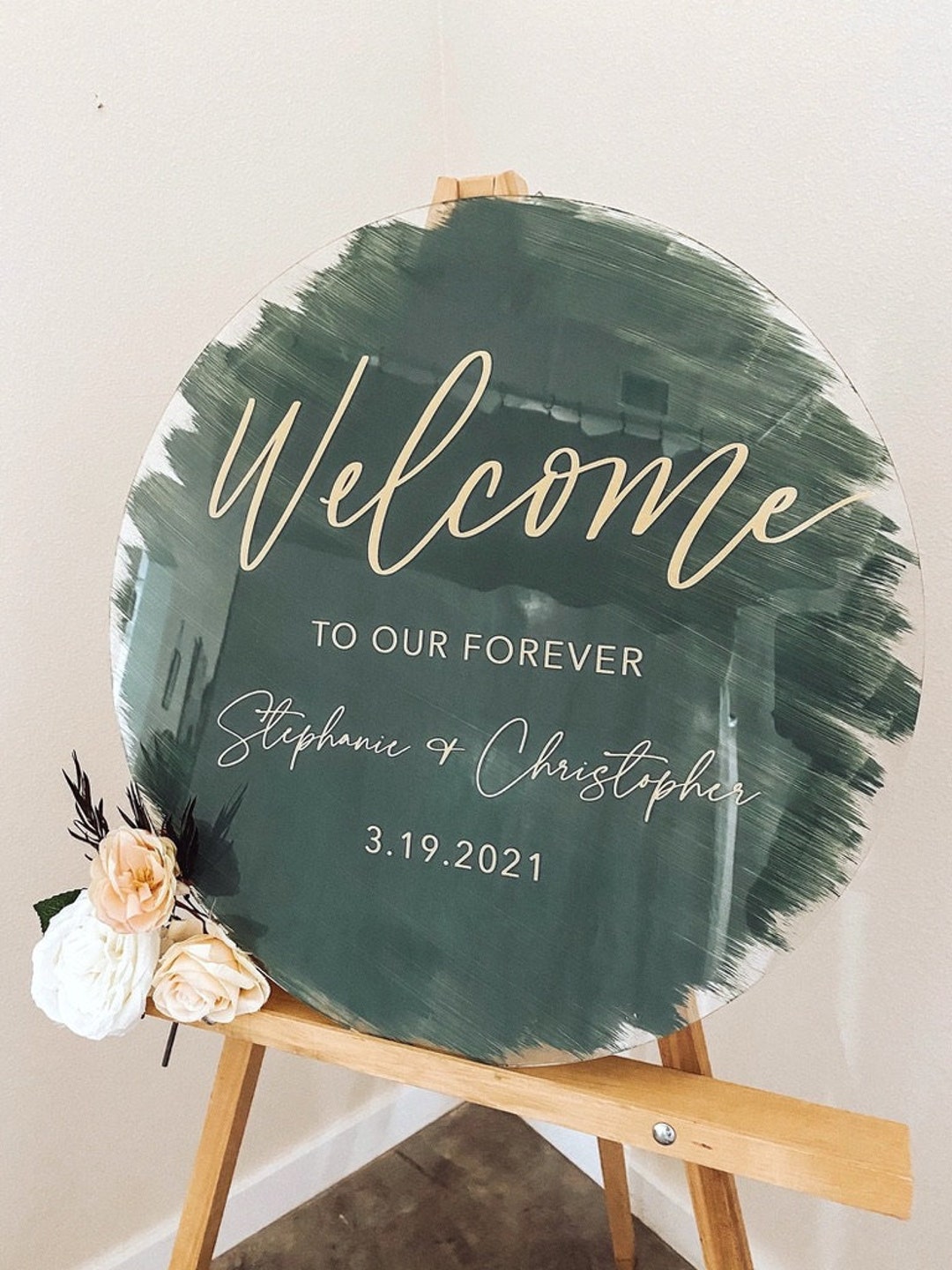 Round Wedding Welcome Sign, Round Acrylic Sign, Acrylic Wedding Sign ...