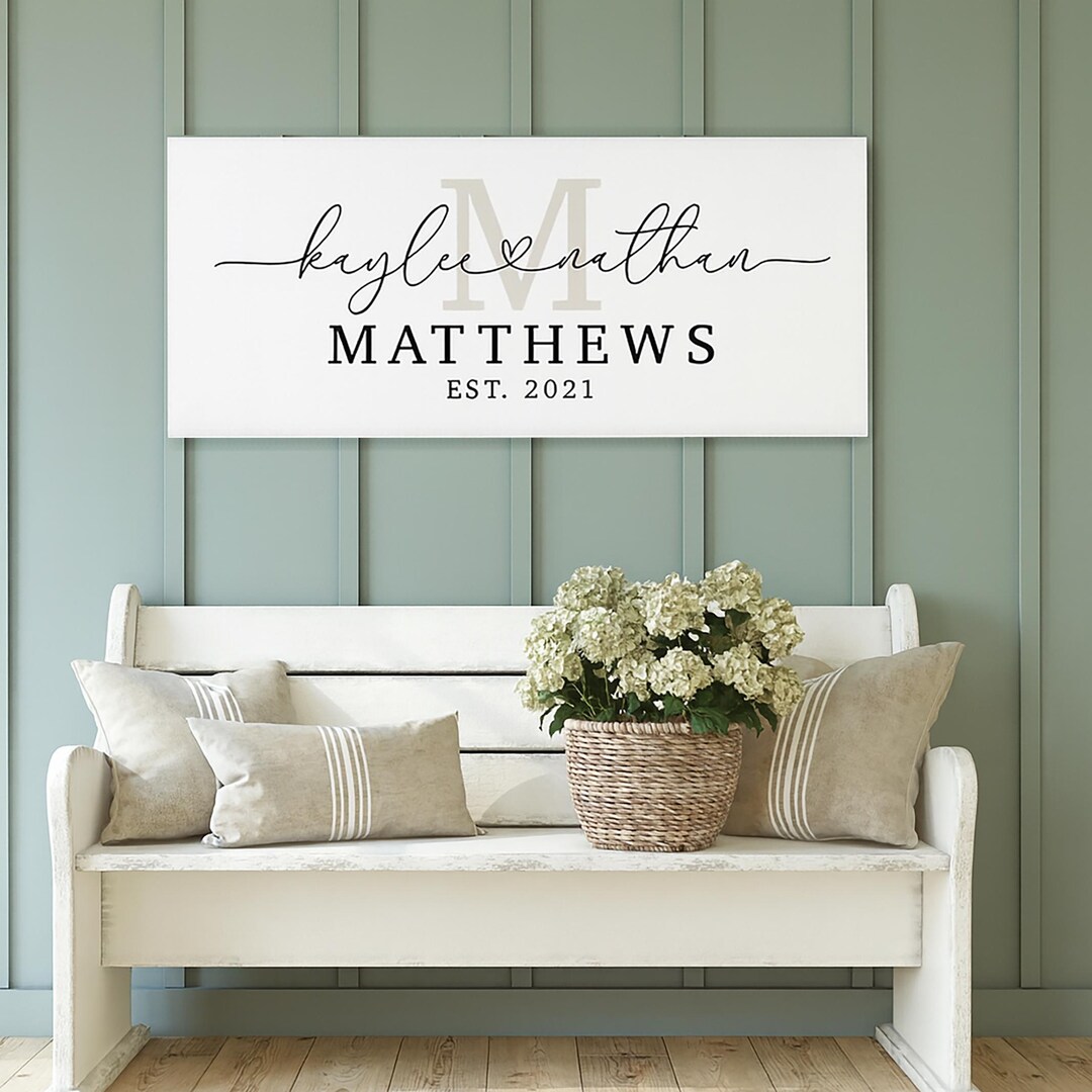 Personalized Last Name Monogram Sign, Gift for Couple, Bedroom Sign ...