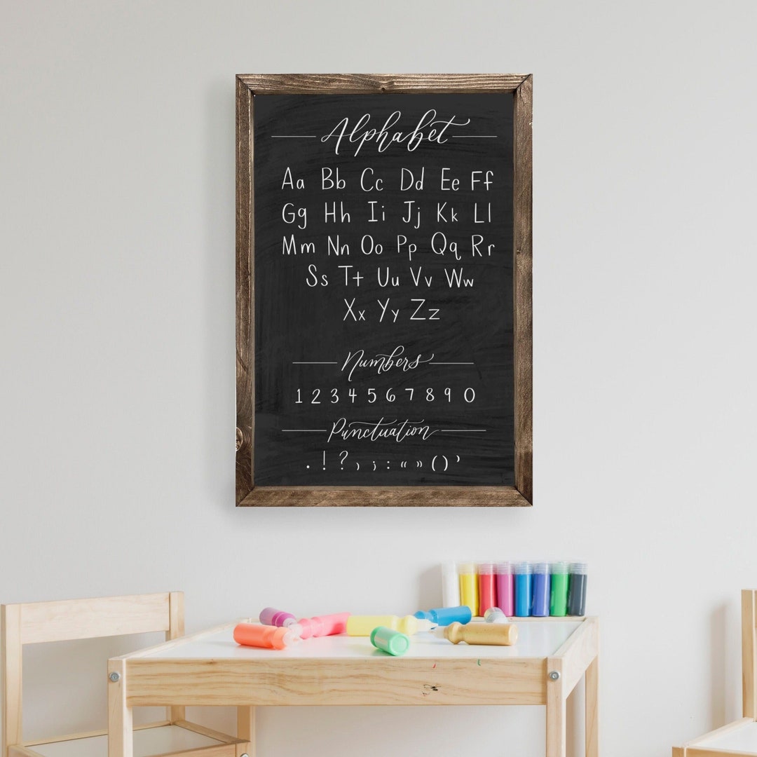 ABC Alphabet Wood Framed Sign, Black Chalkboard Sign, Teacher Art ...