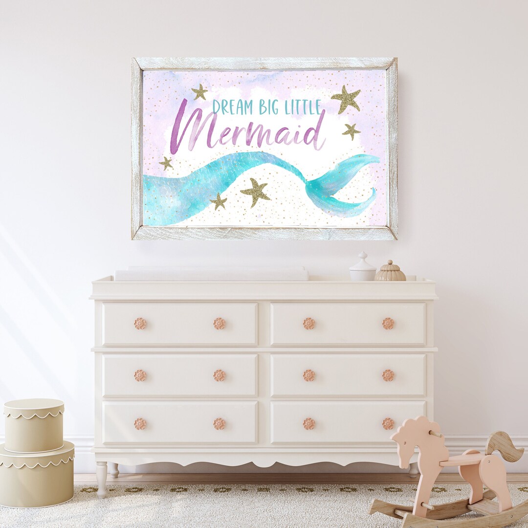 Dream Big Little Mermaid Sign, Mermaid Wall Decor, Mermaid Lovers ...