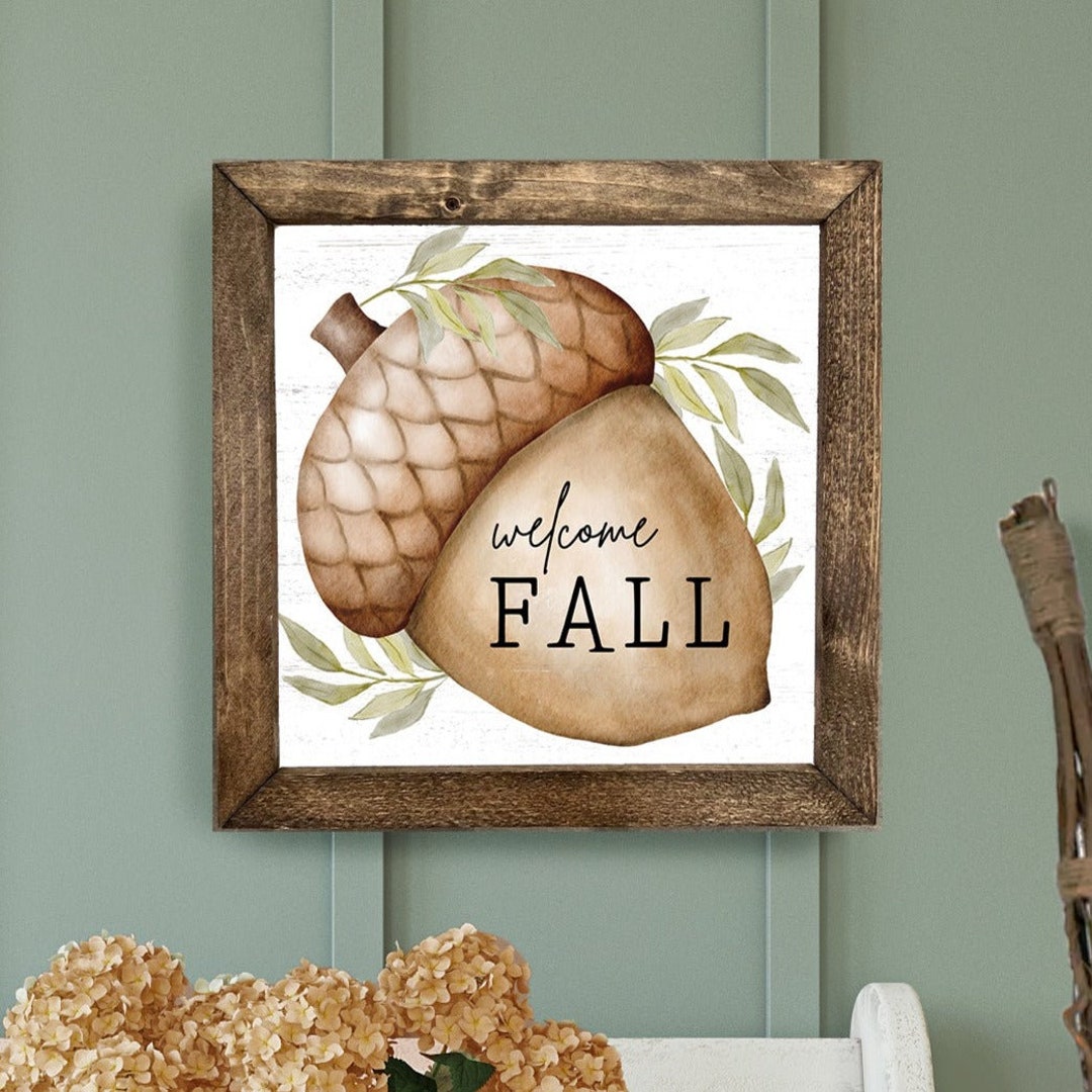 Welcome Fall Acorn Wood Fall Sign, Fall Wall Art, Fall Signs, Pumpkin ...