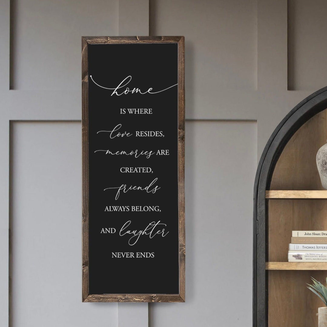 Portrait Home is Where Love Resides Wood Framed Sign, Farmhouse Signs ...