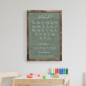 ABC Alphabet Wood Framed Sign, Black Chalkboard Sign, Teacher Art ...
