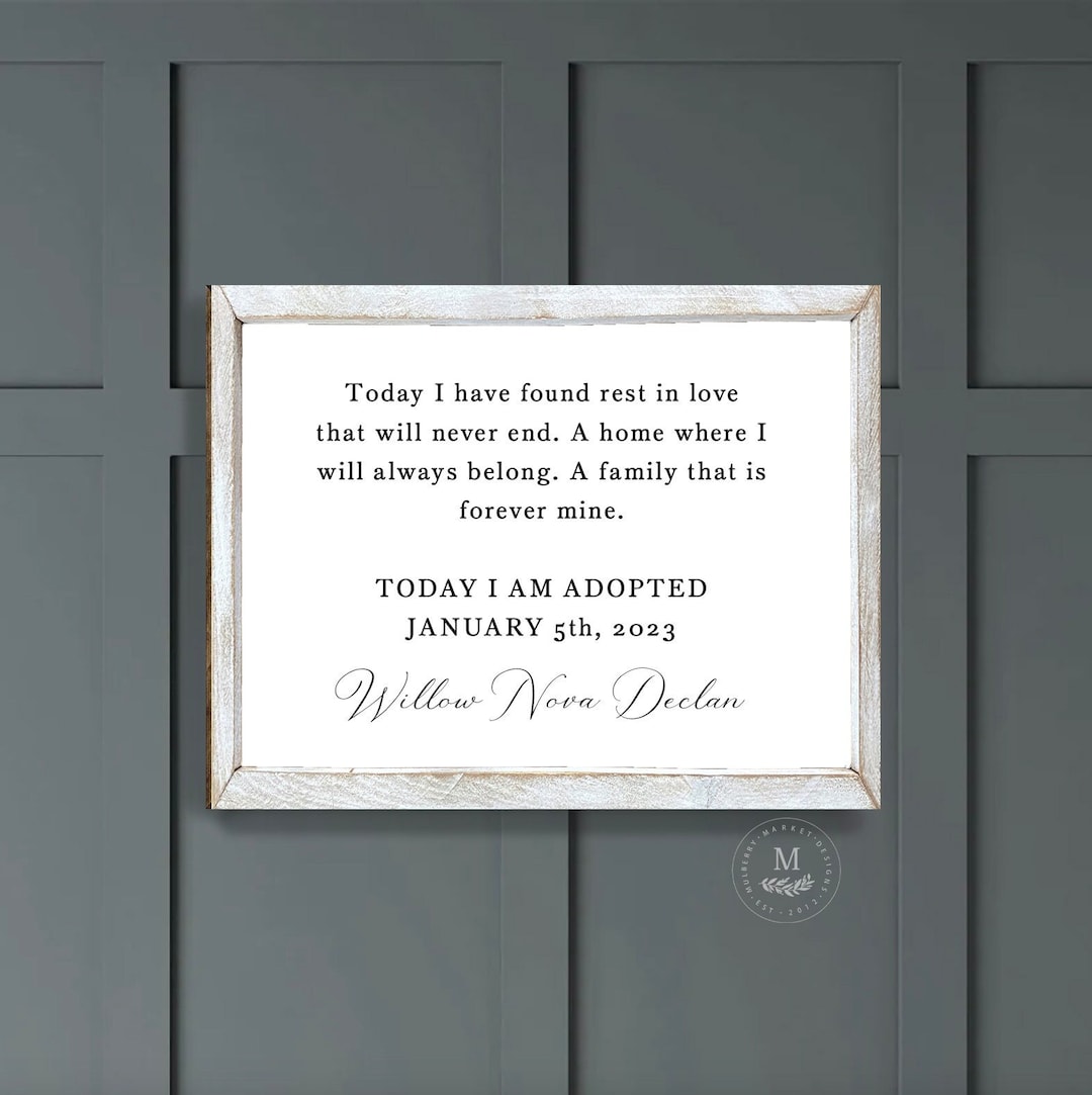 Today I Am Adopted, Personalized Adoption Sign, Wood Framed Sign ...