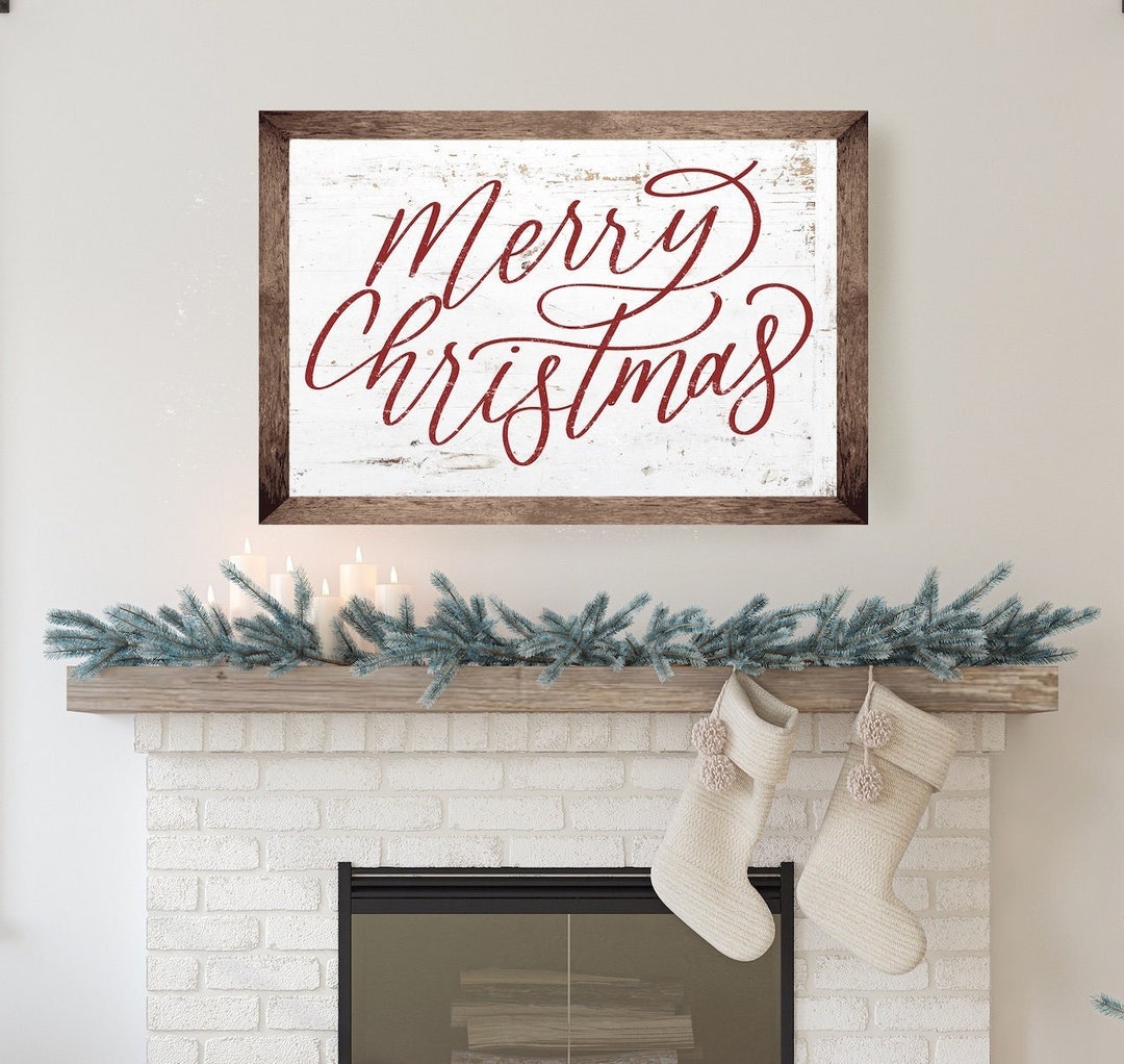 Rustic Merry Christmas Sign, Christmas Sign, Christmas Wall Art ...