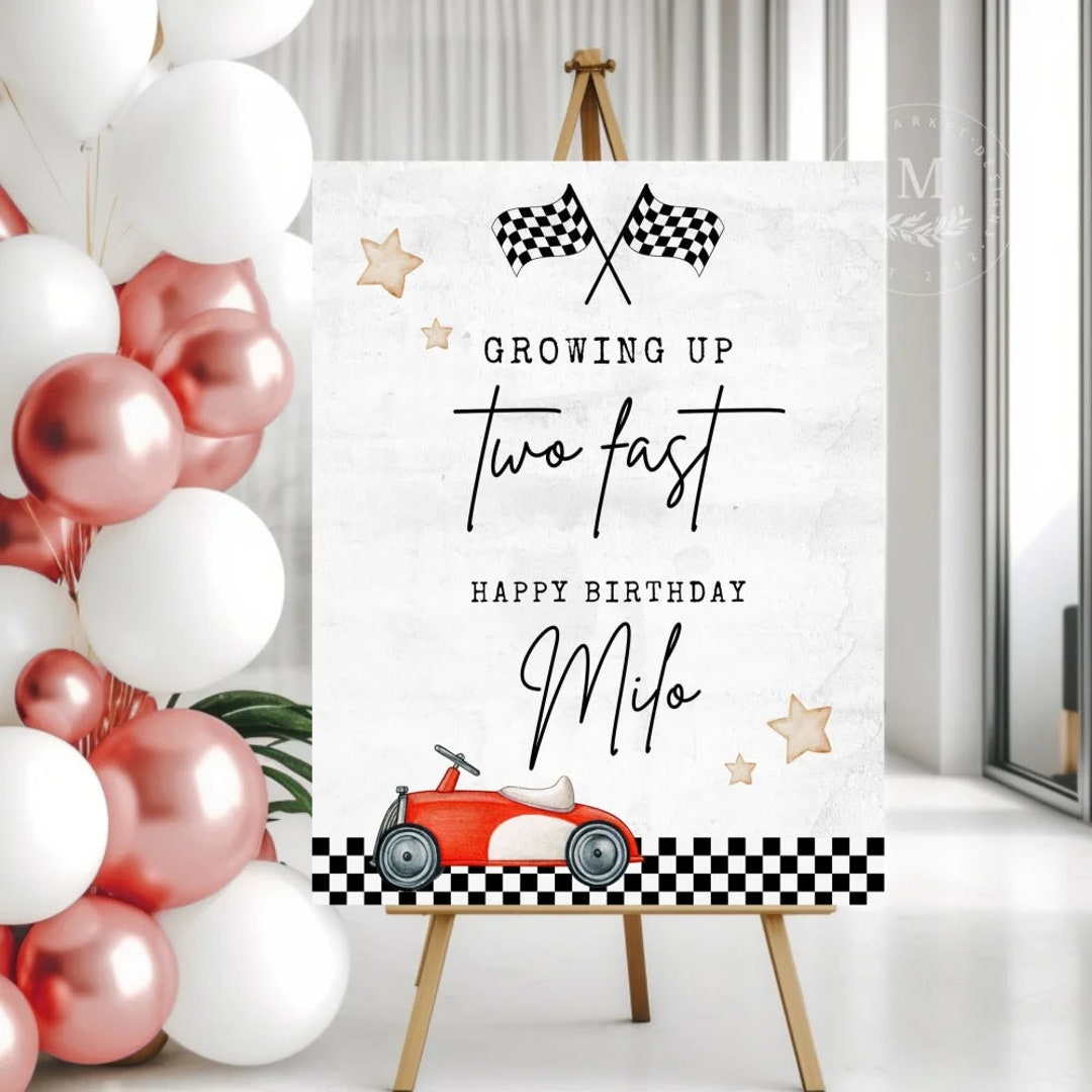 Personalized Race Car Birthday Party Sign, Racing Birthday Party Sign ...