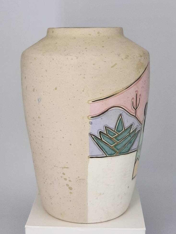 Beautiful Southwest Vase Hand Painted in Pastels & Gold by R Gonza - Etsy