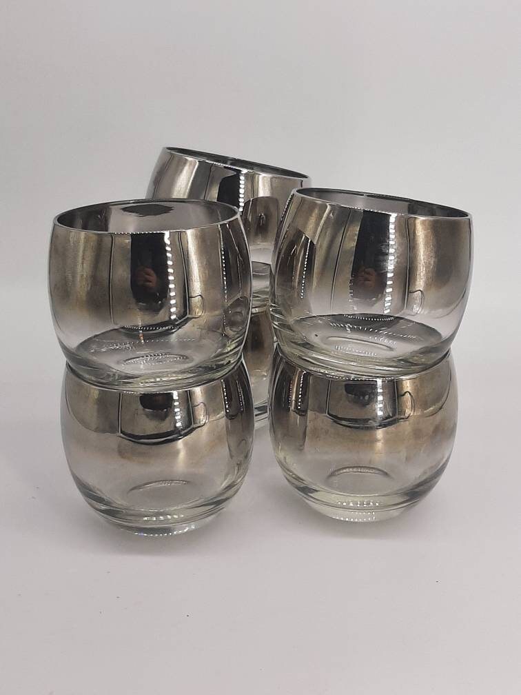 Mid Century 1960s 6 Roly Poly Rock Glasses & Caddy - Etsy