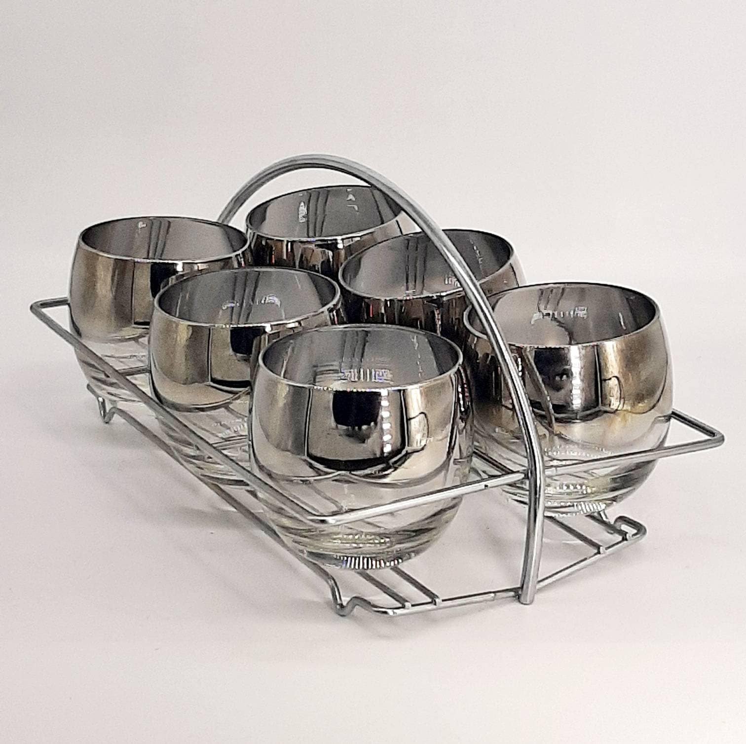 Mid Century 1960s 6 Roly Poly Rock Glasses & Caddy - Etsy