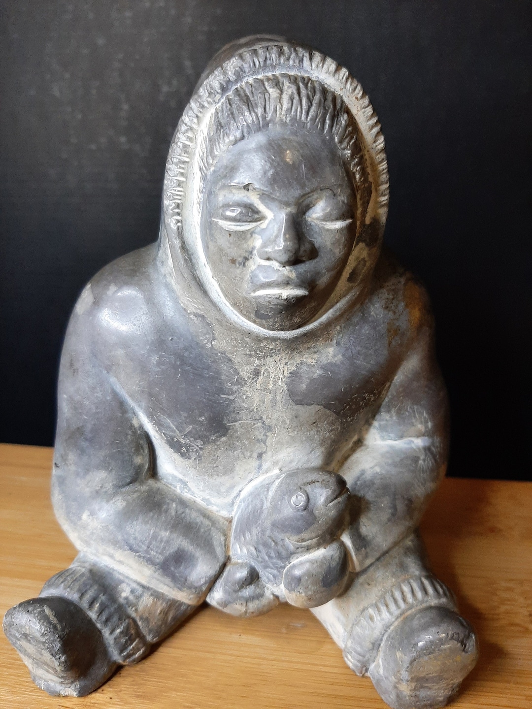 Inuit Fisherman and His Fish Sculpture by ABBOTT CANADA - Etsy