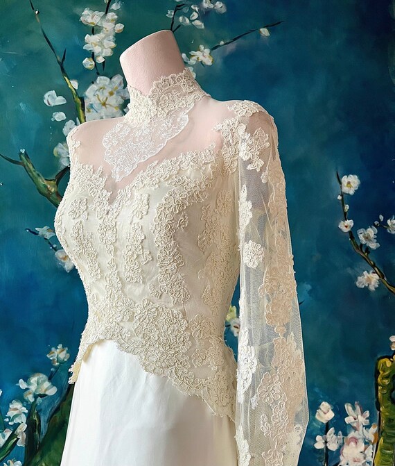 70s Western Prairie Princess Bride Cream Wedding Dres… - Gem