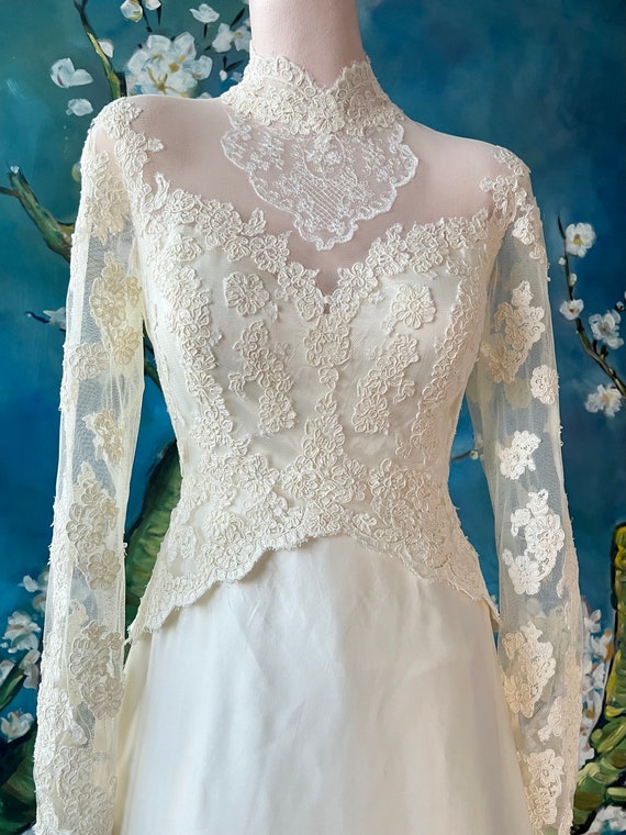 70s Western Prairie Princess Bride Cream Wedding Dres… - Gem