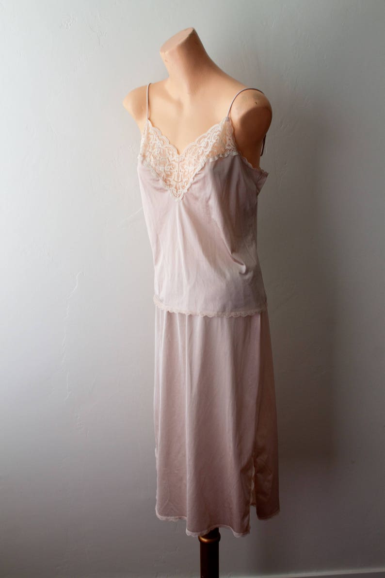 Camisole Top Half Slip Matching Lencería Set Lacy Top Beige | Etsy