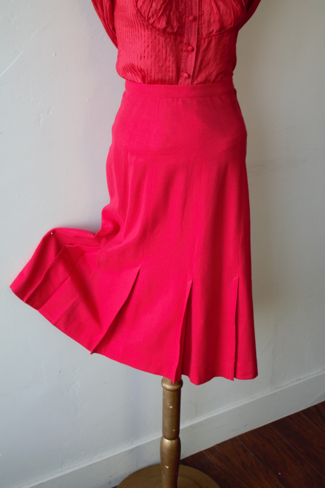 Sexy Marilyn Monroe Style 1940s Red Wool Secretary Dress Office Skirt ...