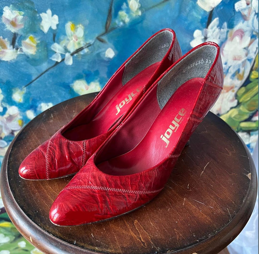 Vintage Joyce Lipstick Red Eel Skin Heels - 1980s Pumps Size 7 - Etsy