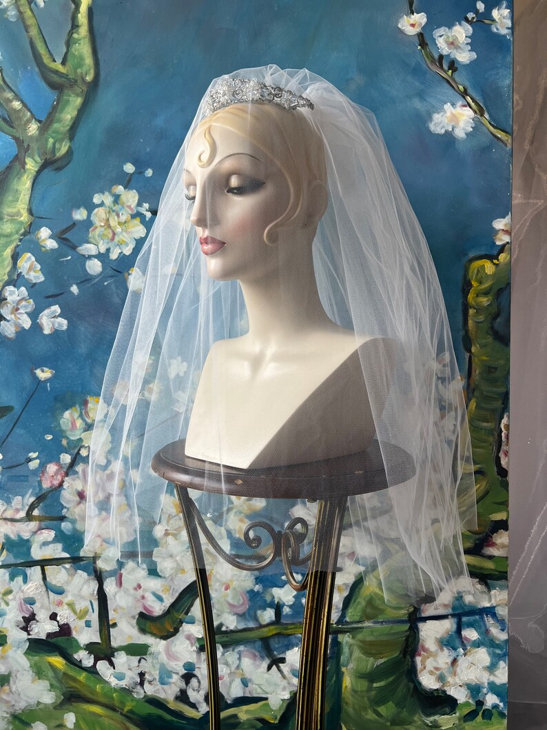 Crystal Beaded Crown Chapel Veil: Princess Bride Style, Handmade - Etsy UK