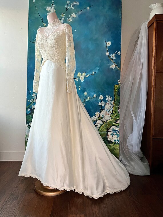 70s Western Prairie Princess Bride Cream Wedding Dres… - Gem